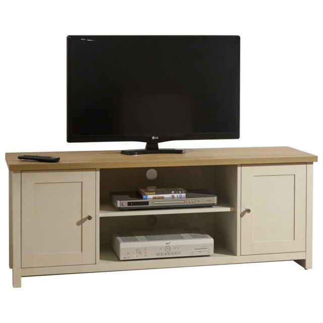 Cream And Oak 2 Door 2 Shelf Large Tv Media Unit Lancaster Range by ...