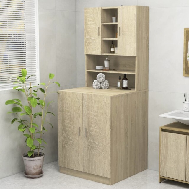 Washing Machine Cabinet Sonoma Oak Home Indoor Bathroom Storage Rack by ...