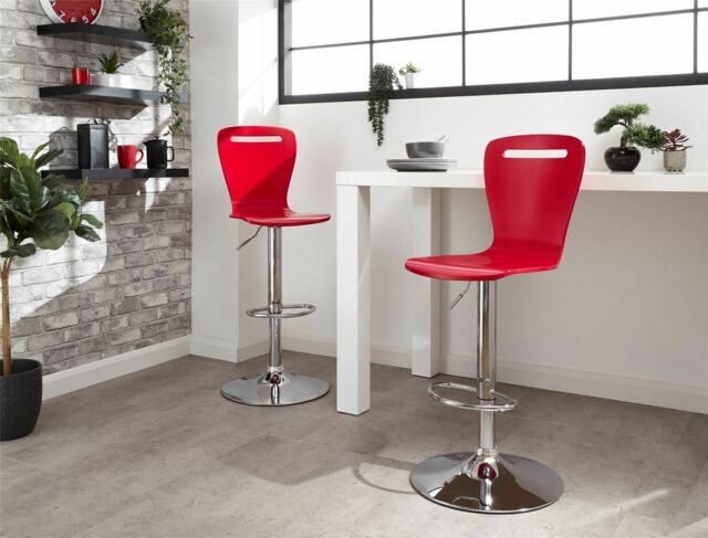 2x Bar Stools Red Adjustable Local Delivery Only by eBay | ufurnish.com
