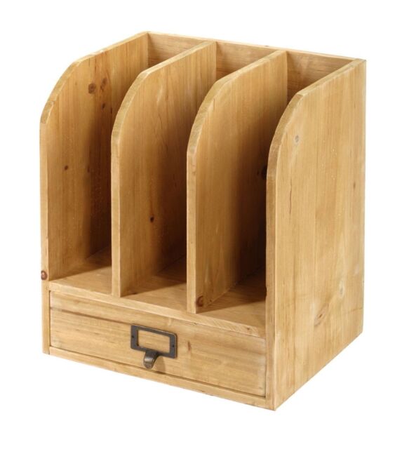 Wooden Desktop Organiser File With Drawer Rustic Office Furniture - by ...