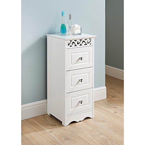 Stylish Carved Design Camille 3 Drawer Chest Cabinet Bathroom Storage ...