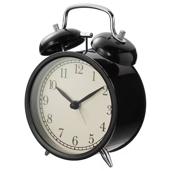 Ikea Dekad Retro Loud Double Bell Mechanical Wound Alarm Clock Black by ...