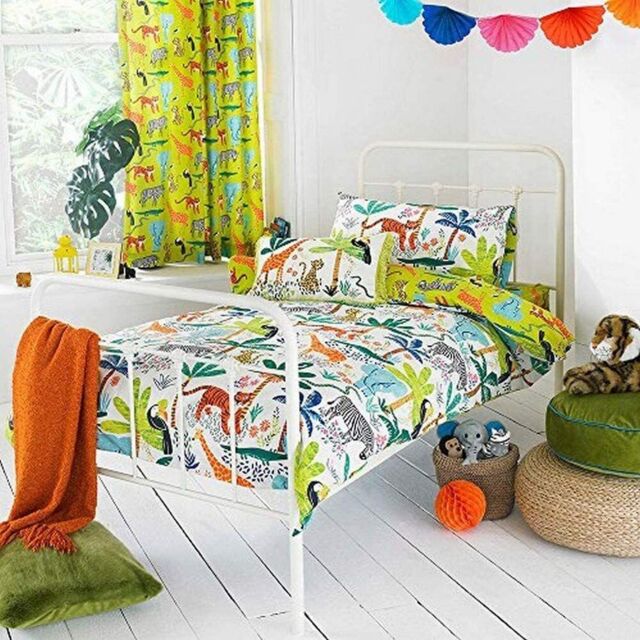 Riva Paoletti Kids Jungletastic Toddler Duvet Cover Set Multicolour by eBay | ufurnish.com