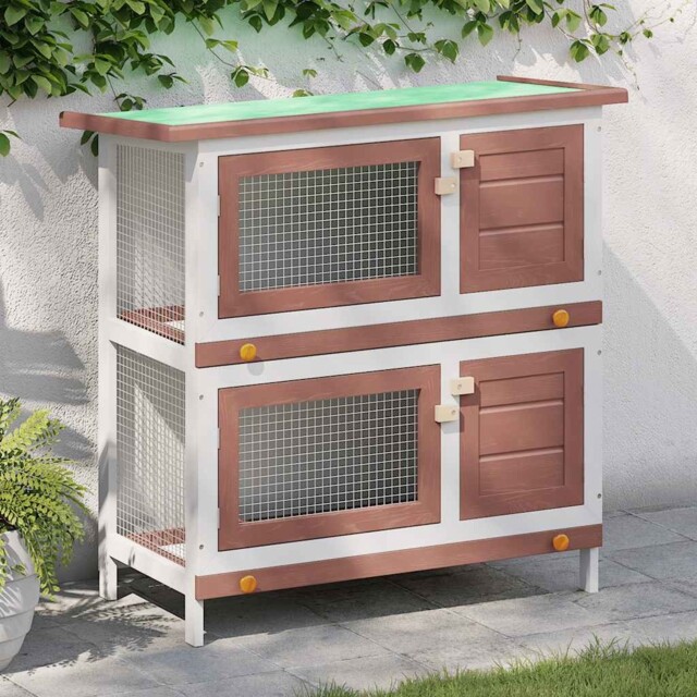 Outdoor Rabbit Hutch 4 Doors Wood Pet House Cage Carrier Multi Colours ...