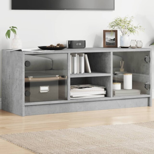 Modern Wooden Tv Tele Stand Media Unit Cabinet With Glass Doors & by ...