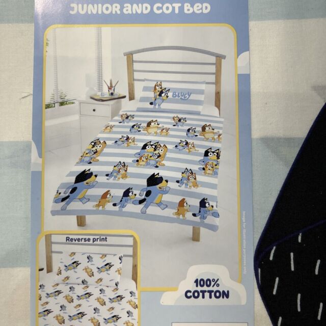 Bluey Family Stripe Junior Duvet Cover Set Toddler Cot Bedding Dogs by ...