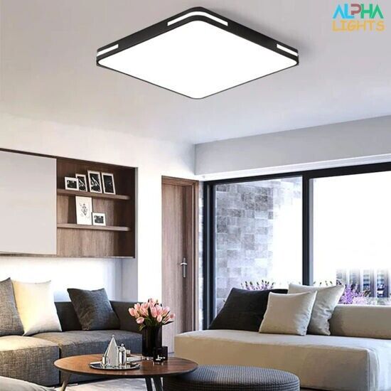 36w Modern Led Ceiling Light: Square Panel Downlight In Sleek Black by ...