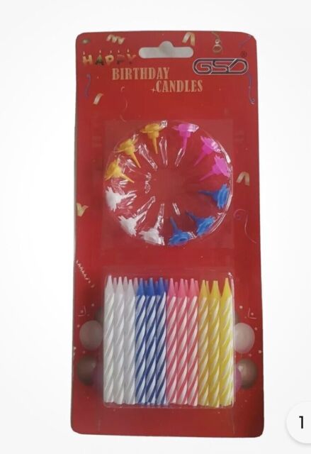 Birthday Cake Candles Set - 24 Candles & 12 Holders - Kids Adults Cake ...