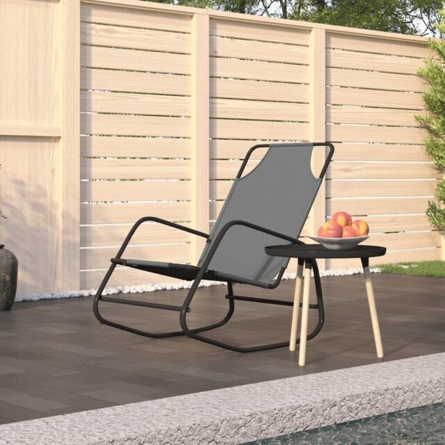 Vidaxl Rocking Sun Lounger Grey Steel And Textilene by eBay | ufurnish.com