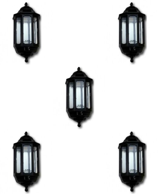 5 X Asd Hl/bk060 Half Lantern Wall Light Fitting - Black (fin865) by ...