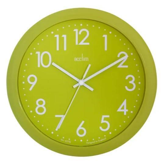 Wall Clock Lime Green 25.5cm Glass Plastic Quartz Modern Home Office by ...