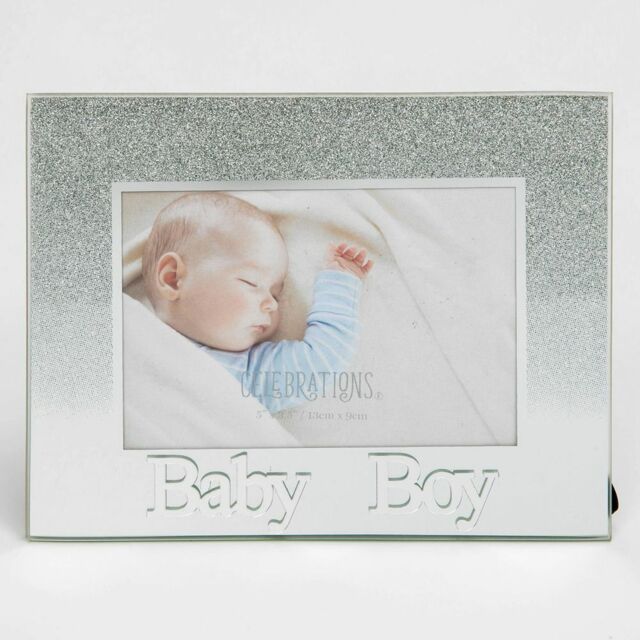 Celebrations Baby Boy Silver Glitter Glass Photo Frame by eBay ...