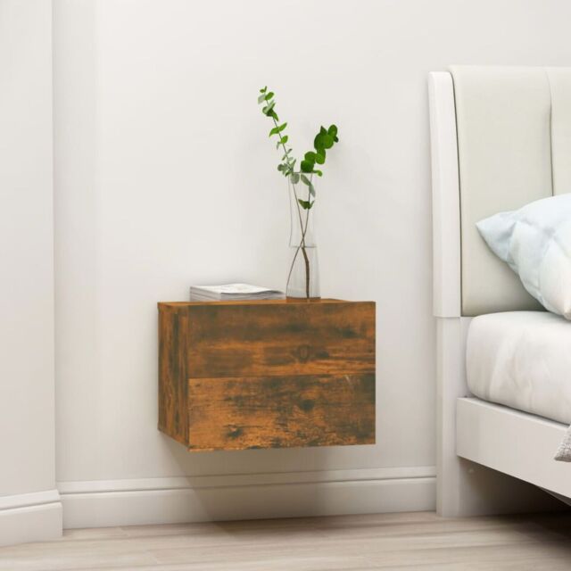 2x Wall-mounted Bedside Cabinet Floating Nightstand Wooden Sidetable by ...
