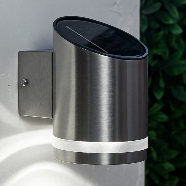 Solar Power Silver Stainless Steel Led Welcome Security Outdoor House ...
