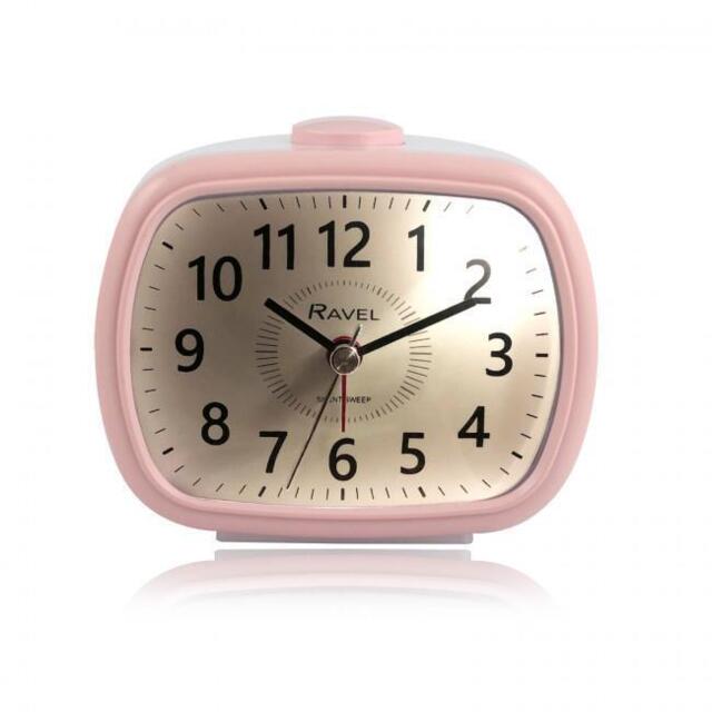Ravel Mid Sized Bedside Quartz Alarm Clock - Pink / White Rc042.5 by ...