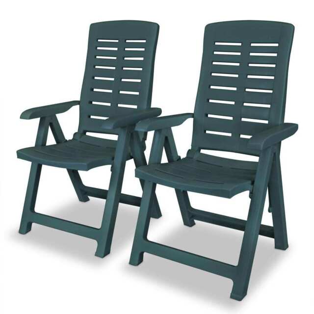 Reclining Garden Chairs 2 Pcs Plastic Green by eBay | ufurnish.com