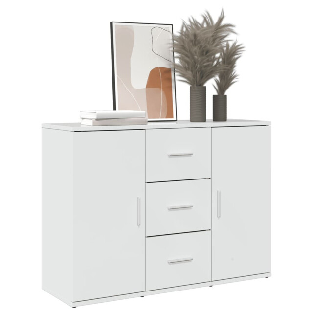 Sideboard Cupboard Cabinet Highboard High Gloss White Engineered Wood ...