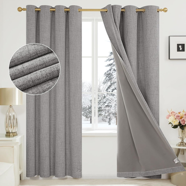 Deconovo 100% Blackout Curtains Eyelet 84 Inch Drop, Door Curtains by ...