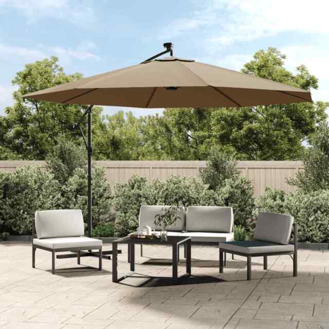 Hanging Parasol With Led Lighting Metal Pole Patio Umbrella Canopy by ...