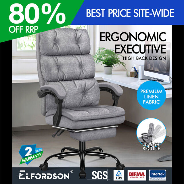 Elfordson Office Chair Executive Computer Fabric Work Seat Recliner by ...