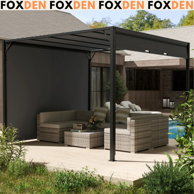 Pergola Gazebo Steel Frame With Adjustable Canopy & 4 Top Ribs by eBay ...