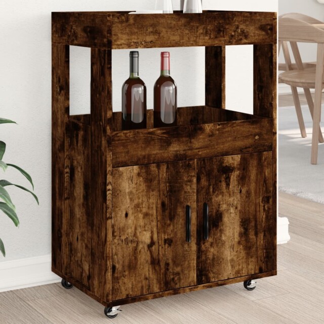 Bar Cart Kitchen Trolley Rolling Cart Serving Cart Engineered Wood by ...