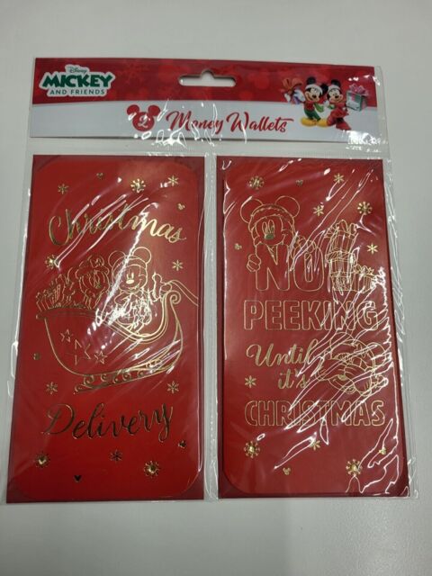 Disney Mickey Mouse & Minnie Mouse Red & Gold Christmas Money Wallets ...