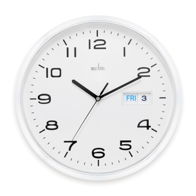 Acctim Calendar Wall Clock, White, 32cm Diameter by eBay | ufurnish.com