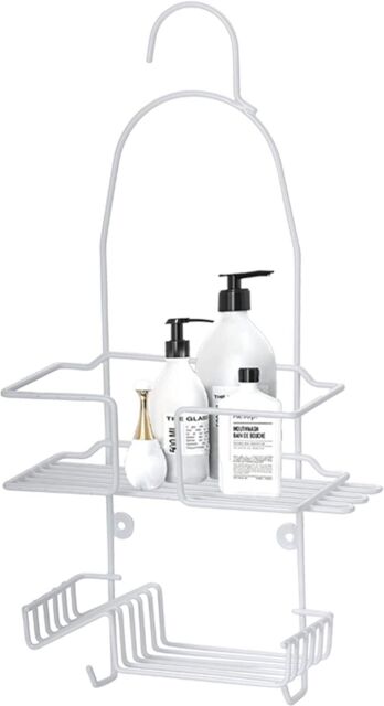 2 Tier Shower Caddy White Plastic Coated Hanging Rack Shower Caddy by ...