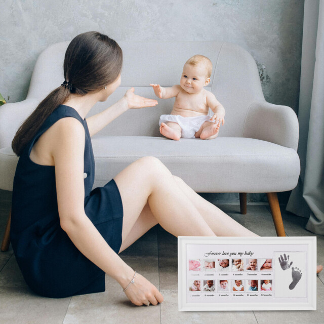 Growth Record Photo Frame Mother Baby Keepsake Footprint Picture by ...