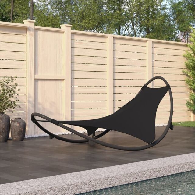 Vidaxl Rocking Sun Lounger With Wheels Steel & Textilene Fabric Black ...
