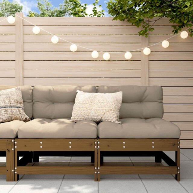 Garden Middle Sofas Outdoor Sofa 2 Pcs Honey Brown Solid Wood Pine by ...