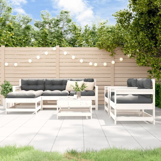 Garden Lounge Set Outdoor Modular Sofa Set 7 Piece Solid Wood Pine by ...