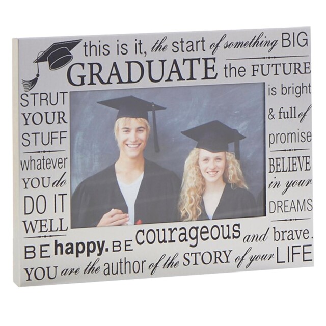 Graduation Silver Photo Frame With Black Script 5.5' X 3' Picture by ...