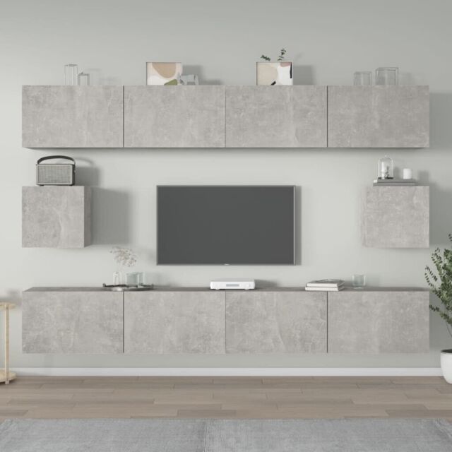 6 Piece Tv Cabinet Set Concrete Grey Engineered Wood by eBay | ufurnish.com