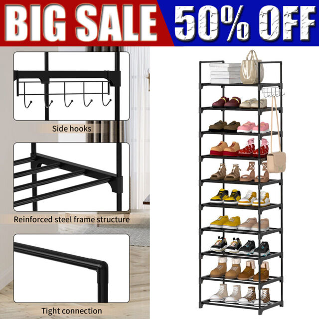 Metal Shoe Rack 10 Tier Shoe Storage Rack Organiser Cabinet Shelf by ...