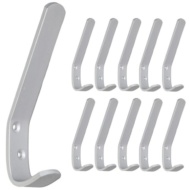 Coat Hooks X10 Double Locker Room Rack Cloakroom Hat Metal Silver by ...