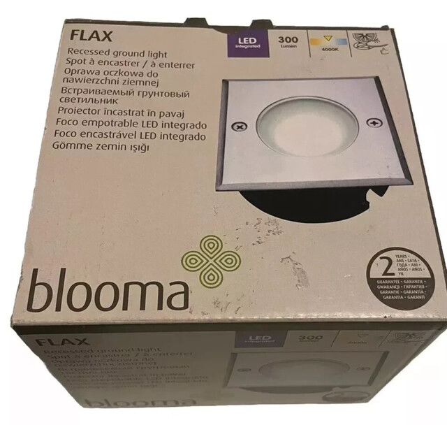 Blooma Flax Brushed Siver Mains Powered Led Square Decking Light- New ...