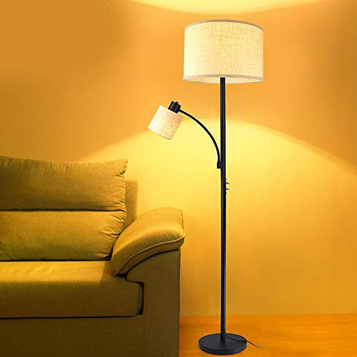 2 Head Mother And Child Standing Floor Lamp, 3000k Warm White, Black by ...