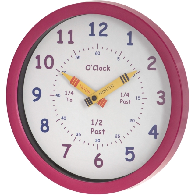 Round Wall Clock Learn The Time Kid's Children's 25cm Nursery Clock In ...