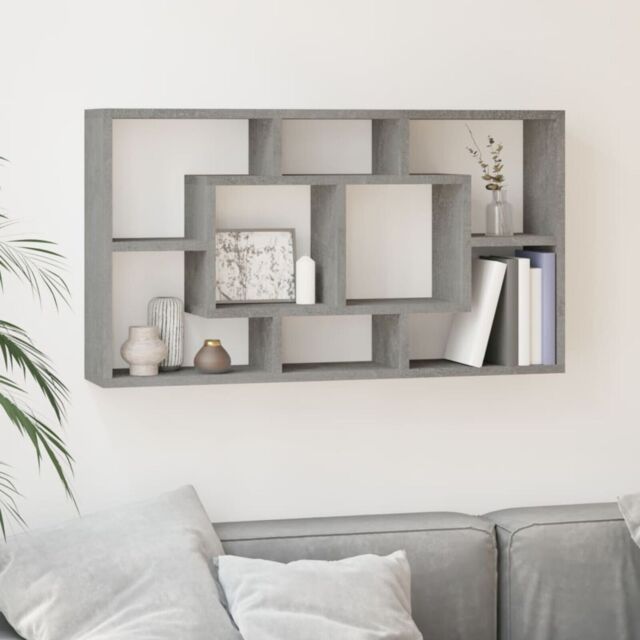 Floating Wall Display Shelf 8 Compartments Hanging Rack Floating Shelf ...