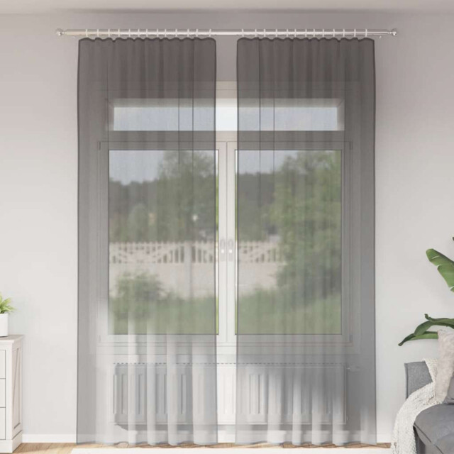 Voile Curtains With Loops 2 Pcs Dark Grey 140x260 Cm Vidaxl by eBay ...