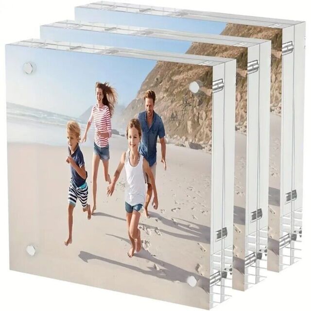Acrylic Free Standing 5 X 5 Inch Double Sided Photo Frame Block by eBay ...