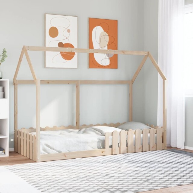 Kids' House Bed Frame Home Bedstead Children Bed Base Solid Wood Pine ...