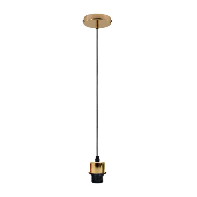 Industrial French Gold Pendant Light Fitting, Lampshade Addable E27 by ...
