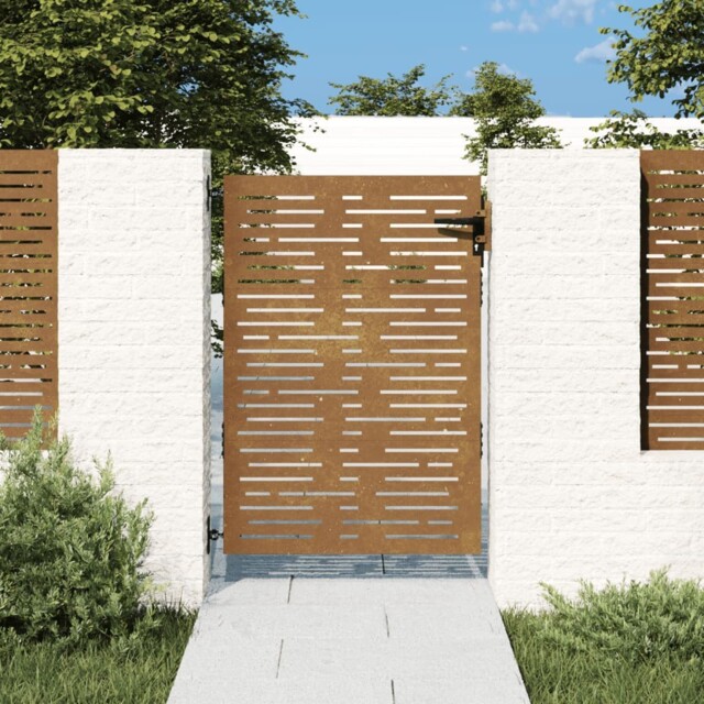 Rusty Corten Steel Garden Gate 85x150 Cm With Lockable System, Durable ...