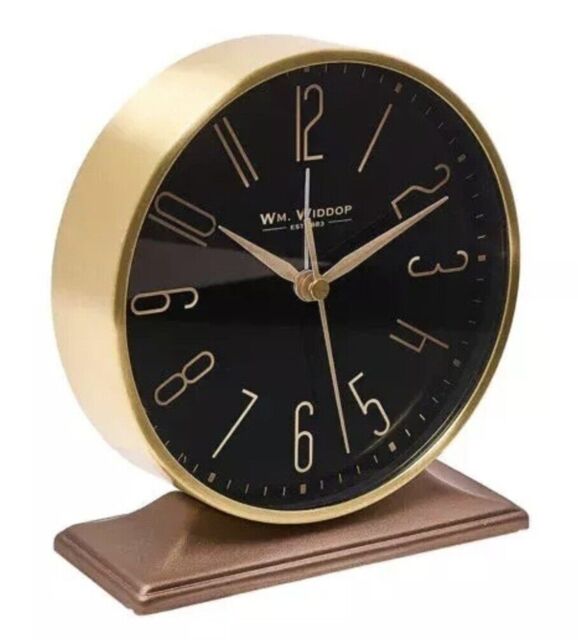 Wm.widdop. Black & Gold Alarm Mantel Clock - W2945 by eBay | ufurnish.com