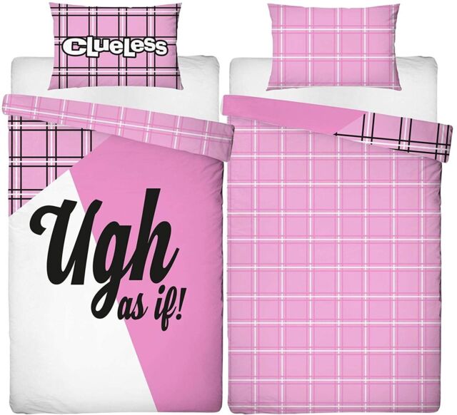 Clueless Icon Single Duvet Cover Reversible Bedding Set Pink Check by ...