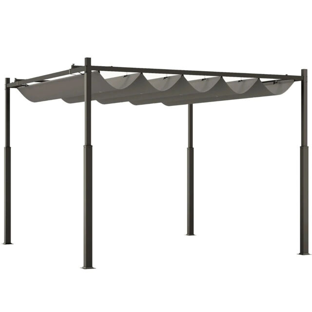 3 X 3m Metal Pergola W/ Retractable Roof Magnetic Fixture 80mm Metal by ...