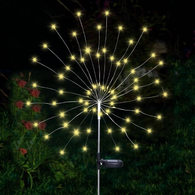 Solar 90 Leds Coloured/warm White Garden Stake Starburst Stick by eBay ...